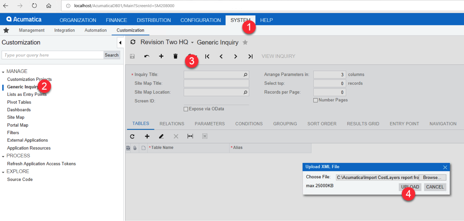 How to Import a Custom Generic Inquiry (GI) in Acumatica